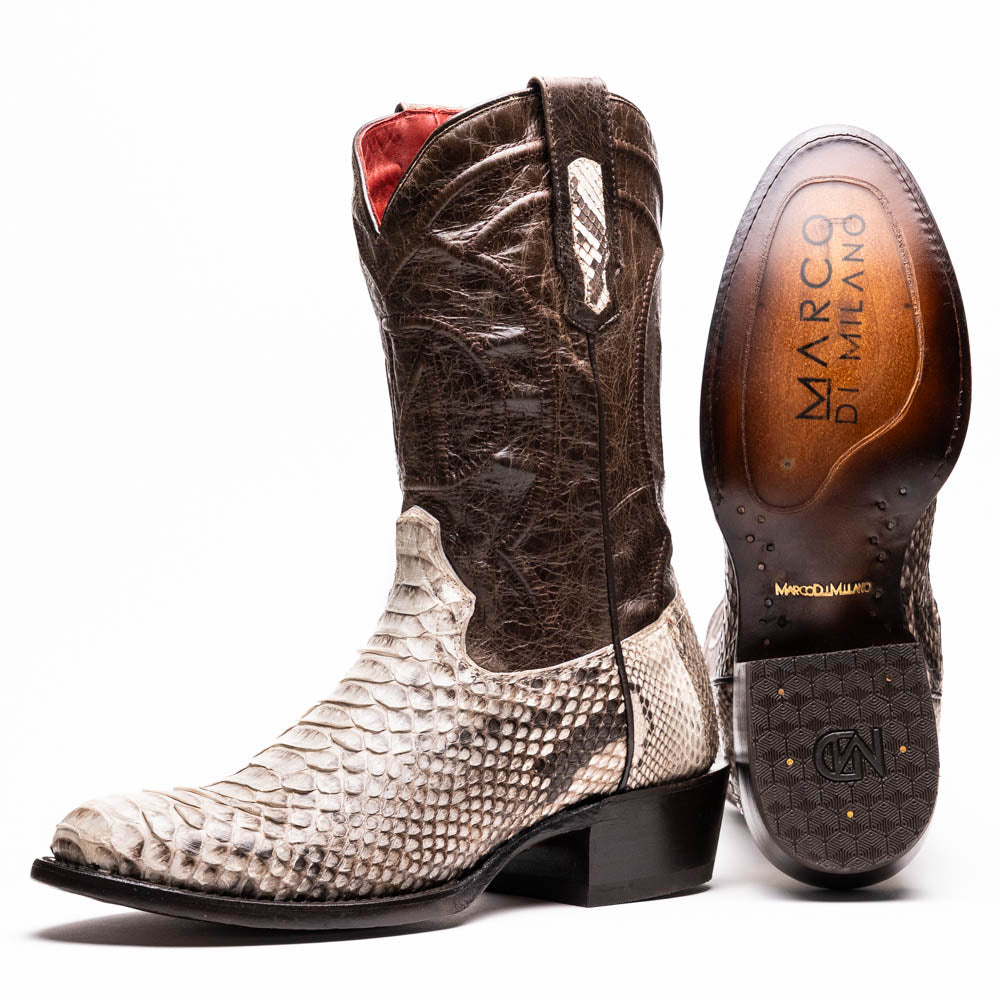 Marco Di Milano Kansas Natural Python Round Toe Cowboy Boots – Dudes Boutique