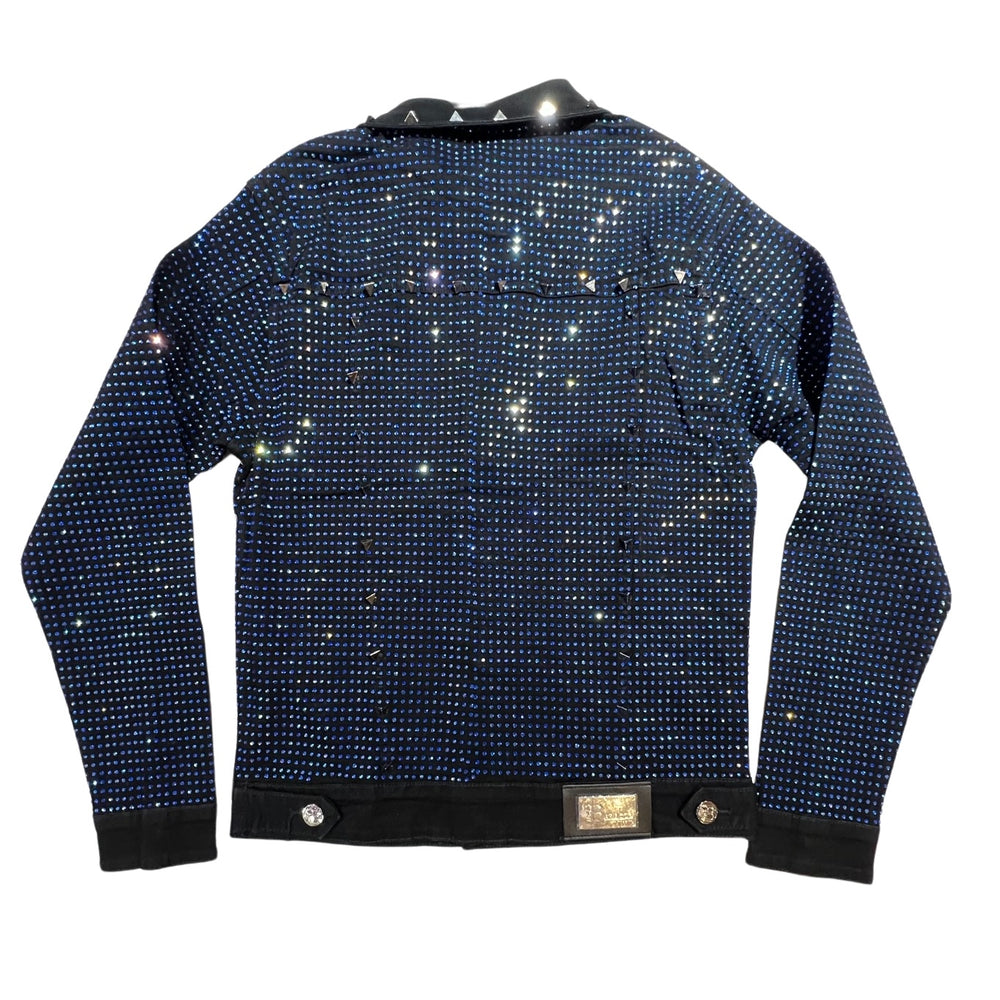 Barocco Black Fully Loaded Blue Crystal Spiked Jean Jacket – Dudes Boutique