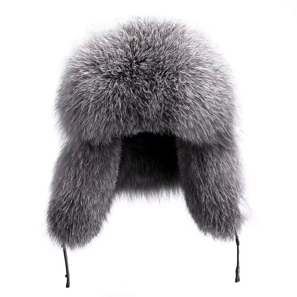 Kashani Silver Fox Fur Oversized Lambskin Trapper Hat – Dudes Boutique