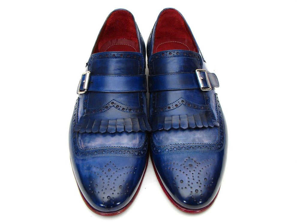 Paul Parkman Kiltie Monkstrap Shoes Dual Tone Blue Leather – Dudes Boutique