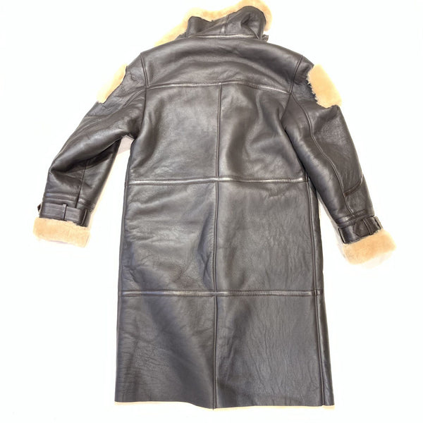 Daniels Leather Men's Chocolate Brown Trench Shearling Coat
