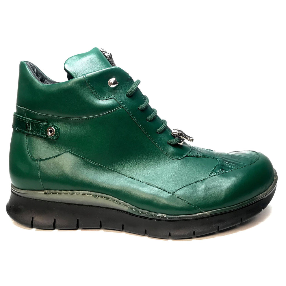 Mauri 8593 FOREST GREEN Crocodile Lambskin Hightop Sneakers – Dudes ...