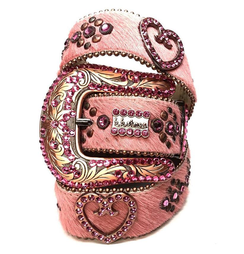b.b. Simon 'Pink Heart' Pony Crystal Belt – Dudes Boutique
