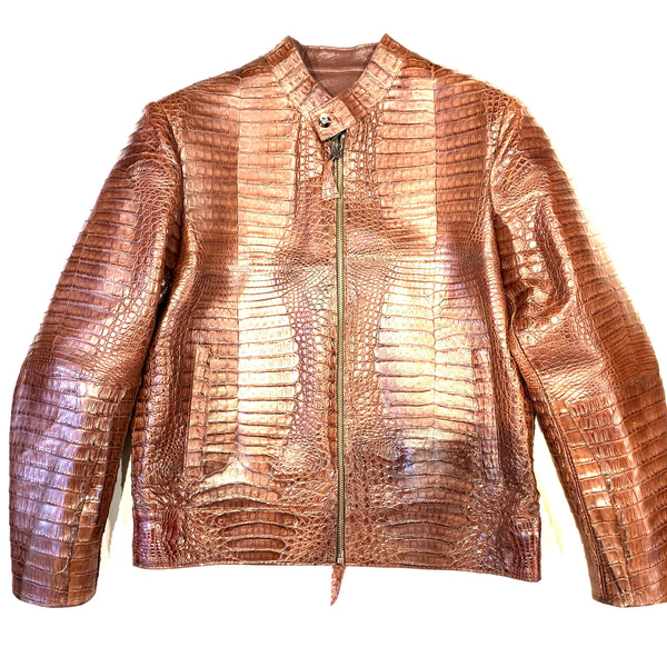 Kashani Men's Choclate All-Over Alligator Skin Bomber Jacket – Dudes ...