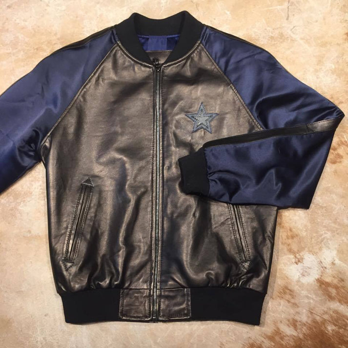 Jakewood Navy Striped Commander Lamb Bomber Jacket – Dudes Boutique