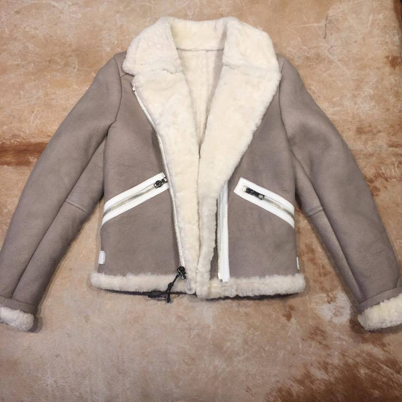 Kashani Silver Suede Biker Shearling Jacket – Dudes Boutique